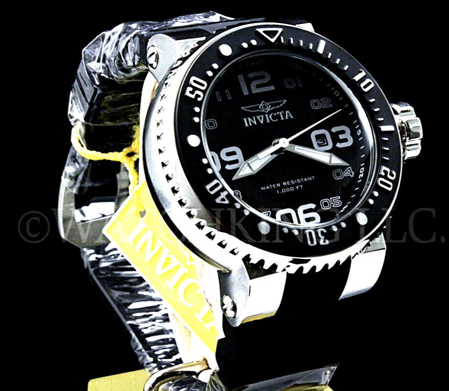 NEW Invicta Men 52MM Grand Pro Diver Blak Dial White Accent SS Black ...