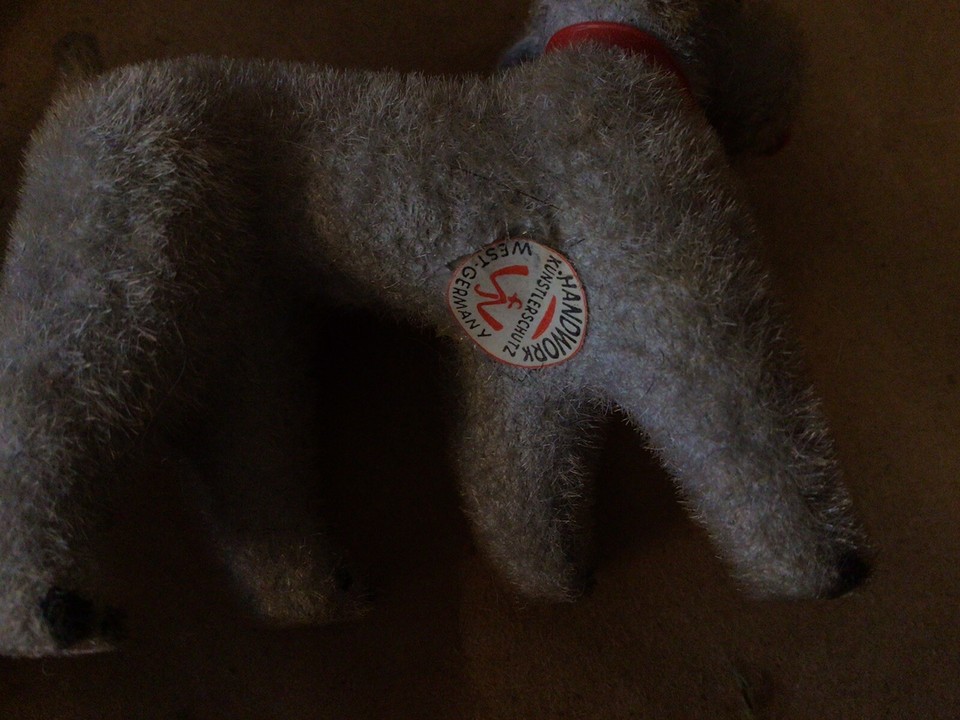 3 Wagner Kunstlerschutz Poodle Flocked Toy Figure 1970s Label 2.5in Vtg ...