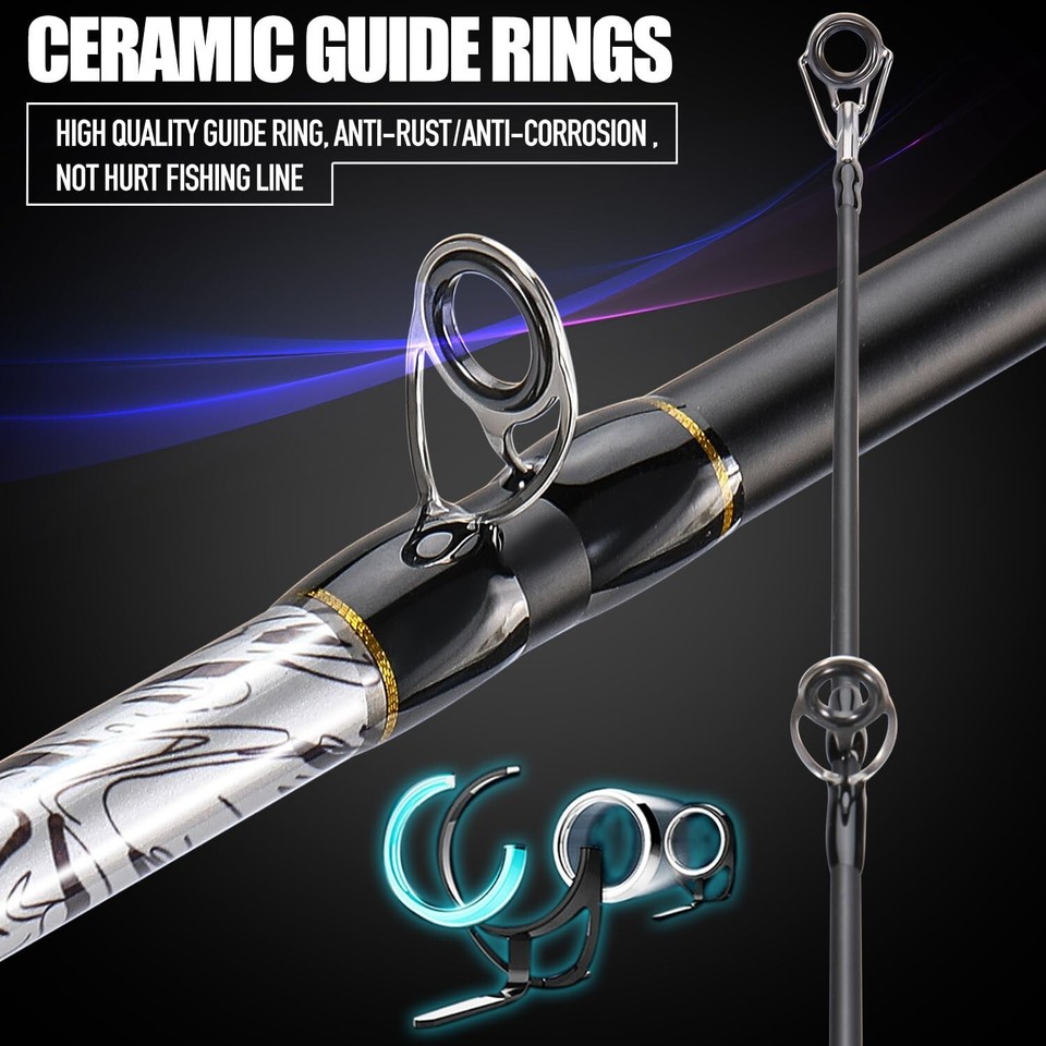 Sougayilang Fiberglass Fishing Pole Conventional Reel Combo with ...