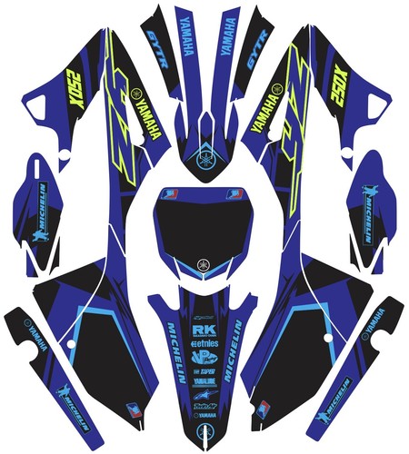 Graphics for YZ 250X YZ250X 2023 Blue and Highlighter yellow Decals ...