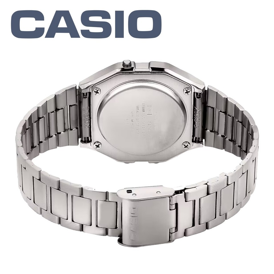 CASIO A158WEA-9JH Gold Face Classic Digital Watch Stainless Steel Band ...