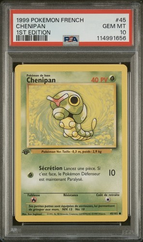 1999 Pokemon FRENCH 1st Edition Base Set Chenipan-Caterpie 45/102 PSA ...