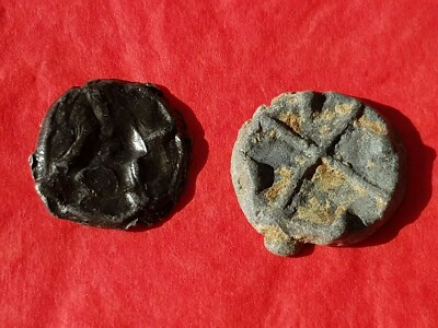 Superb design pair of Medieval lead tokens found in England in the ...