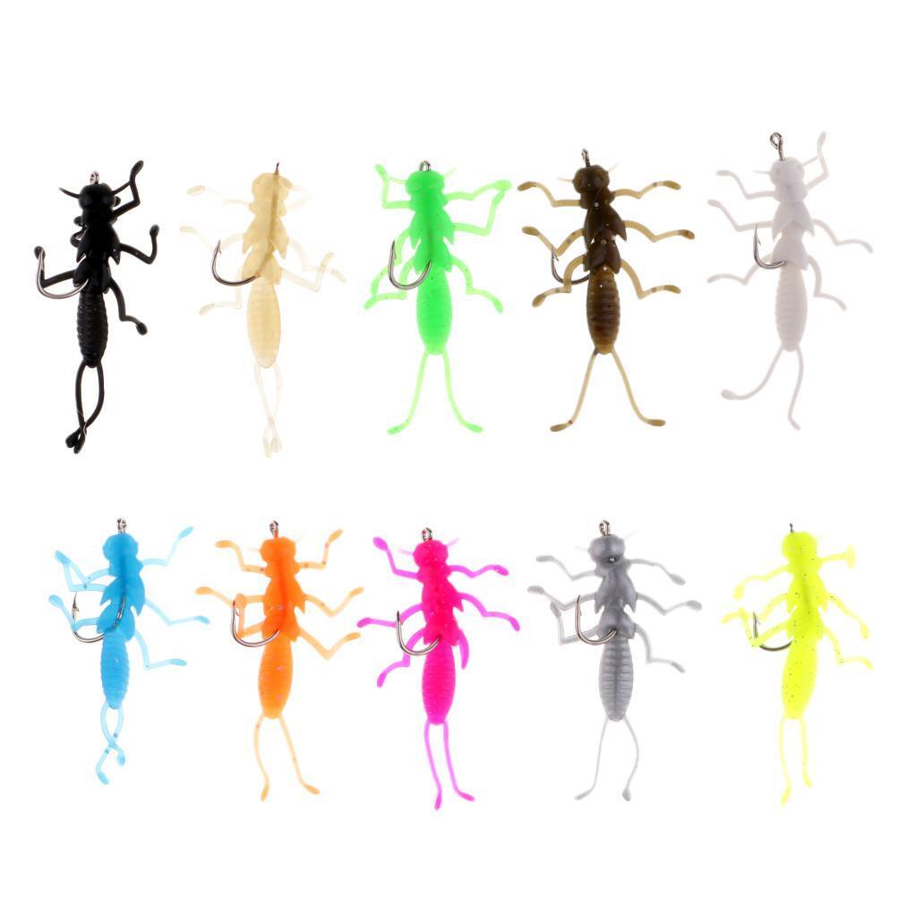 10pc Stonefly Nymphs Flies Fishing Lure Soft Stonefly Bait for Trout ...