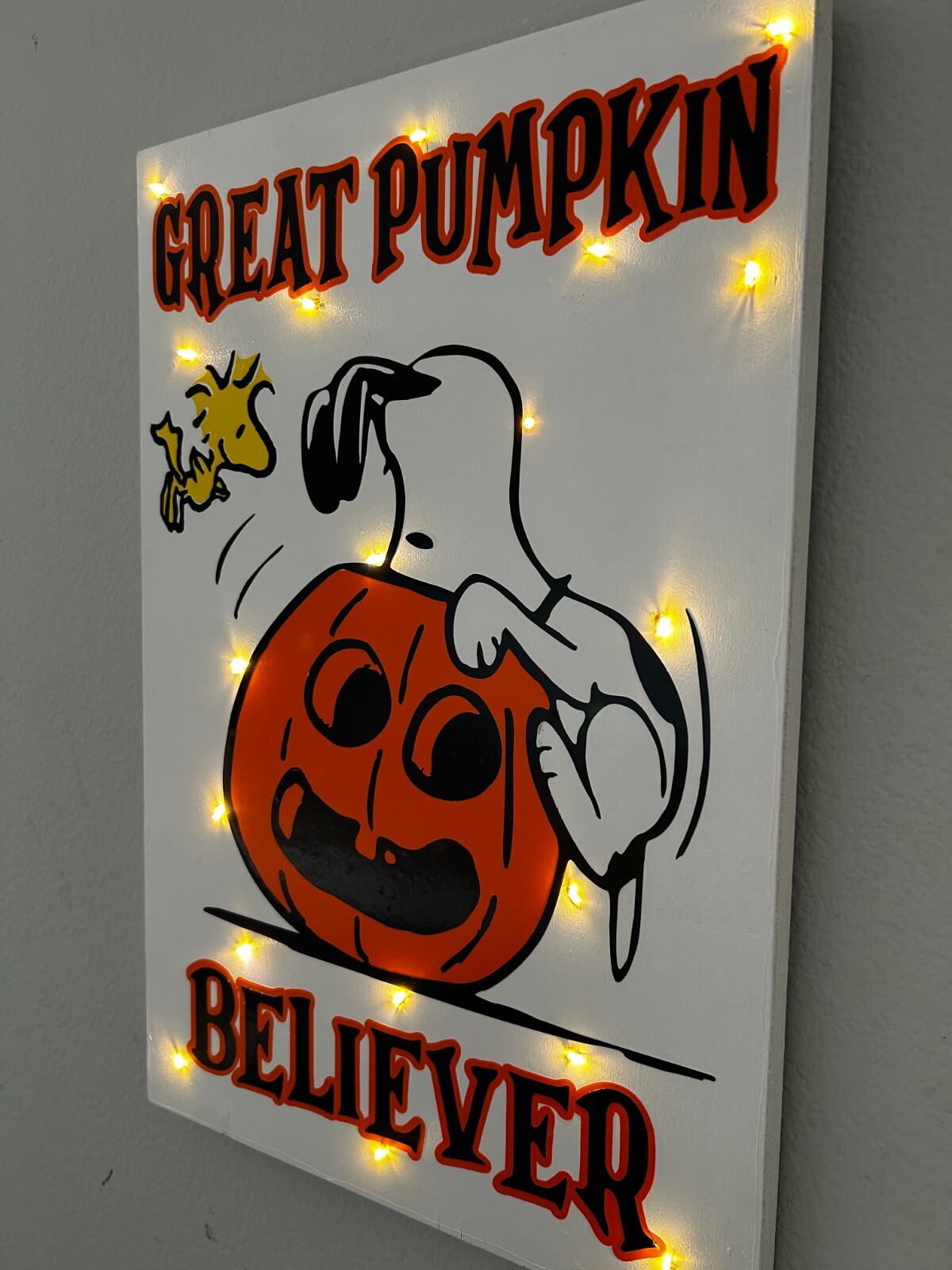 Snoopy "Great Pumpkin Believer" Wood LED | eBay