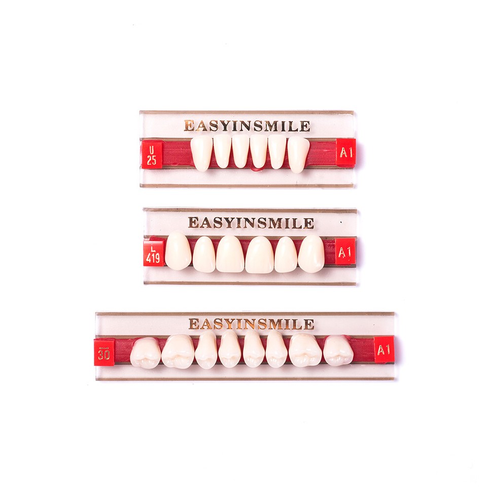 84Pcs Dental Acrylic Resin False Teeth Denture Shade A1 Upper Lower ...