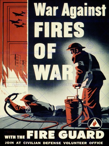 PROPAGANDA WAR WWII USA FIRE GUARD CIVILIAN DEFENSE ART PRINT POSTER ...