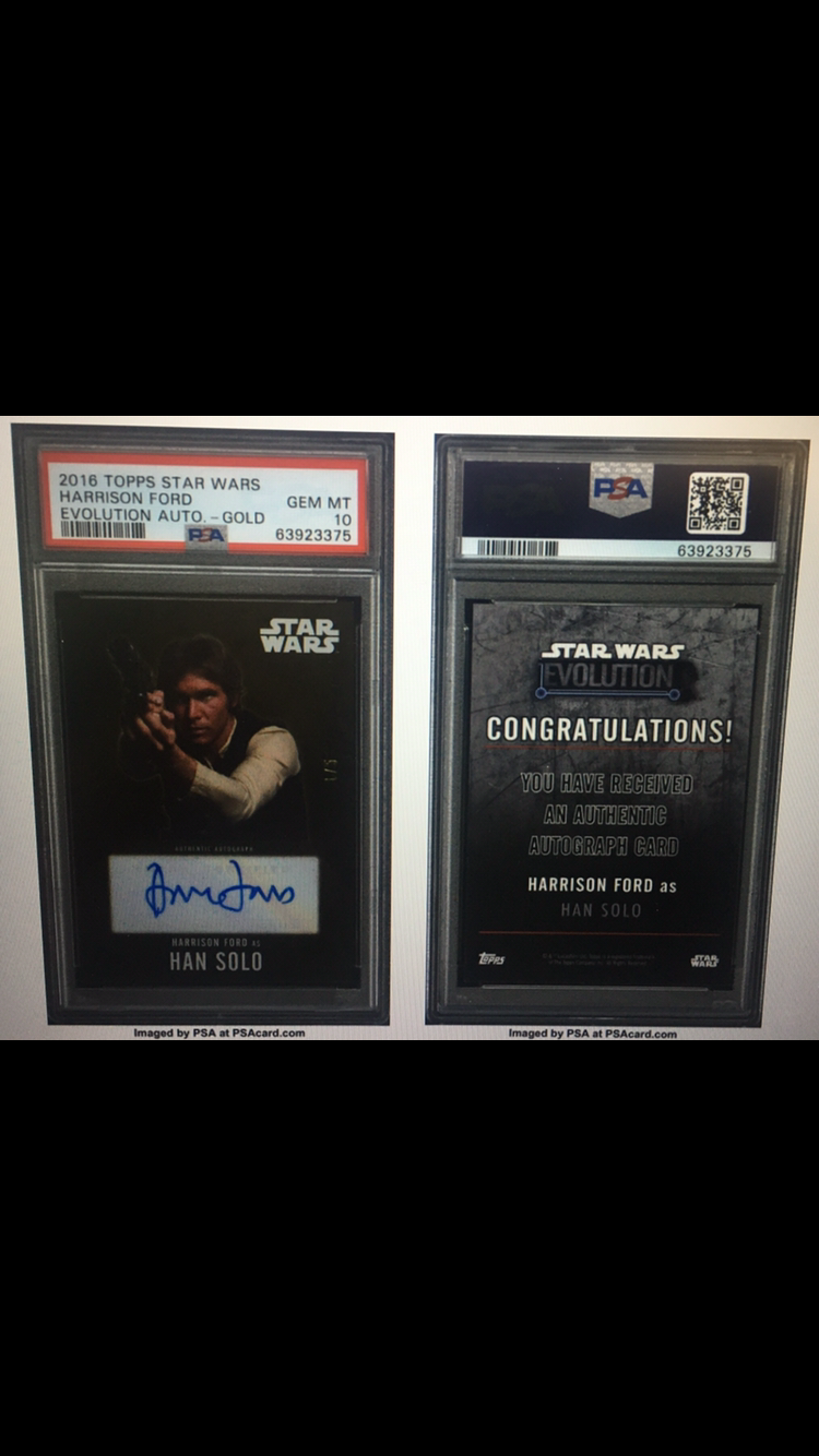 2016 Topps Star Wars Evolution PSA 10 GOLD Harrison Ford Han Solo ...