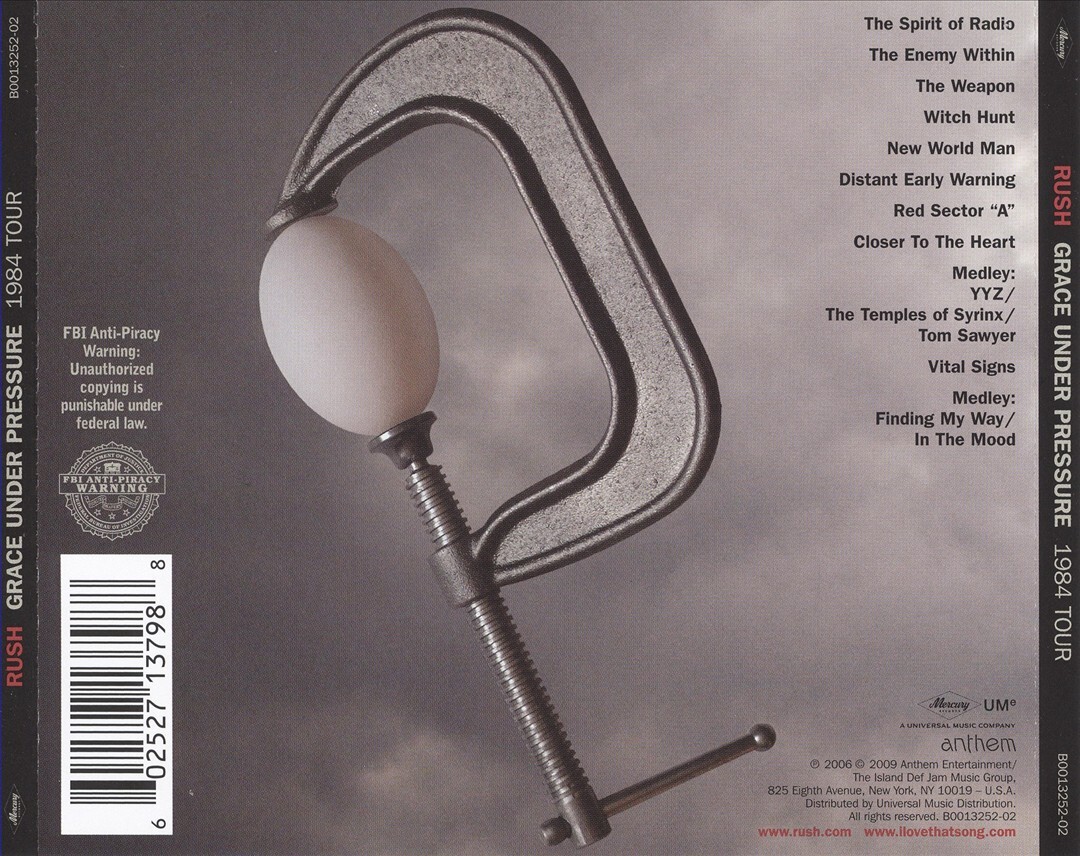 RUSH GRACE UNDER PRESSURE: 1984 TOUR NEW CD 602527137988| eBay