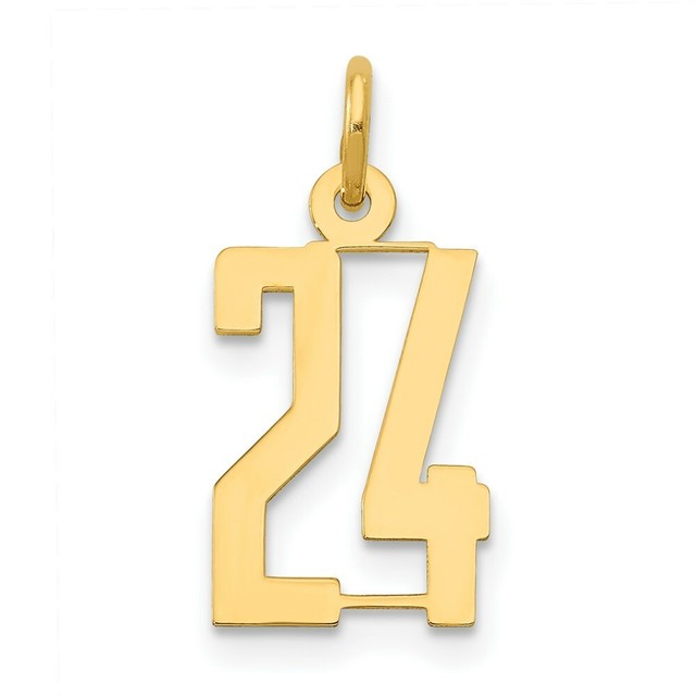 14k Yellow Gold Small Elongated Number # 24 Charm Pendant 0.75 Inch | eBay