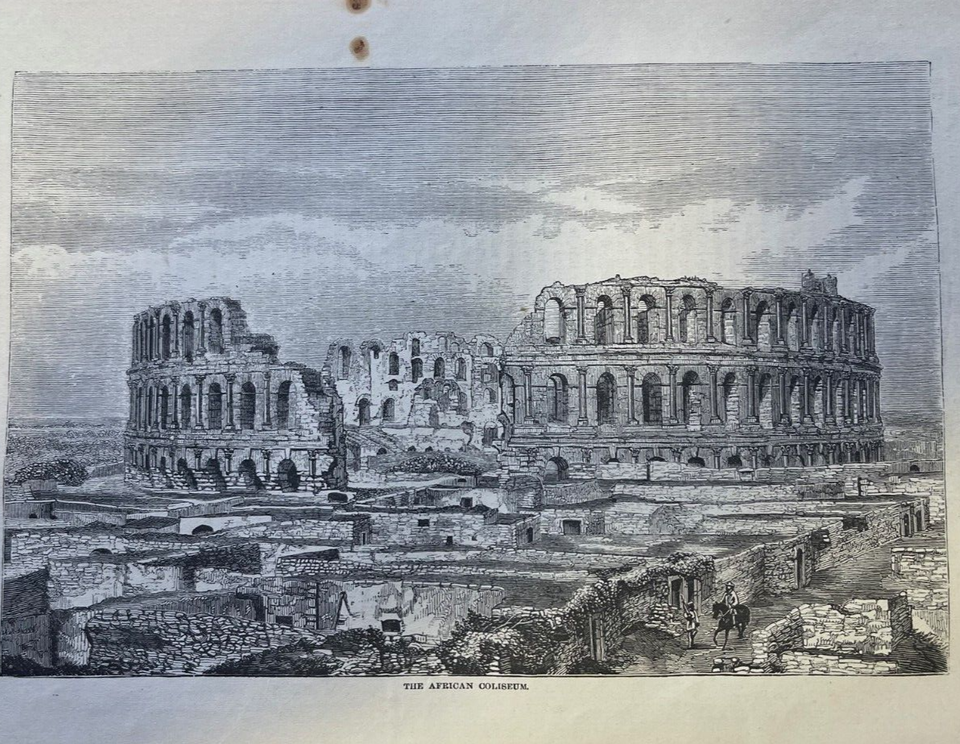1861 Digging for Ancient Carthage African Coliseum Temple of Baal ...