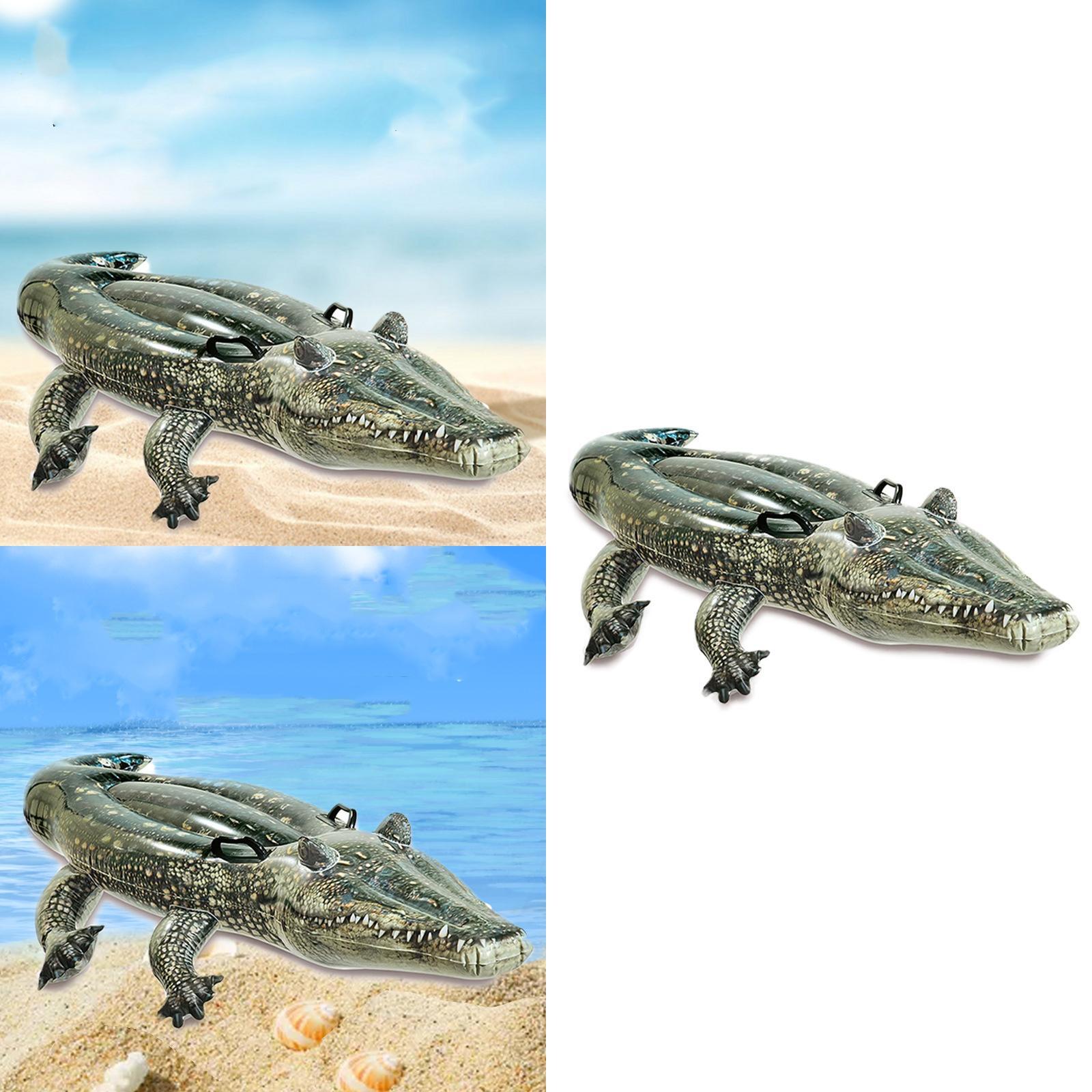 Heavy-duty Pvc Crocodile Pool Float For Kids Green Surfing Seat Ring ...