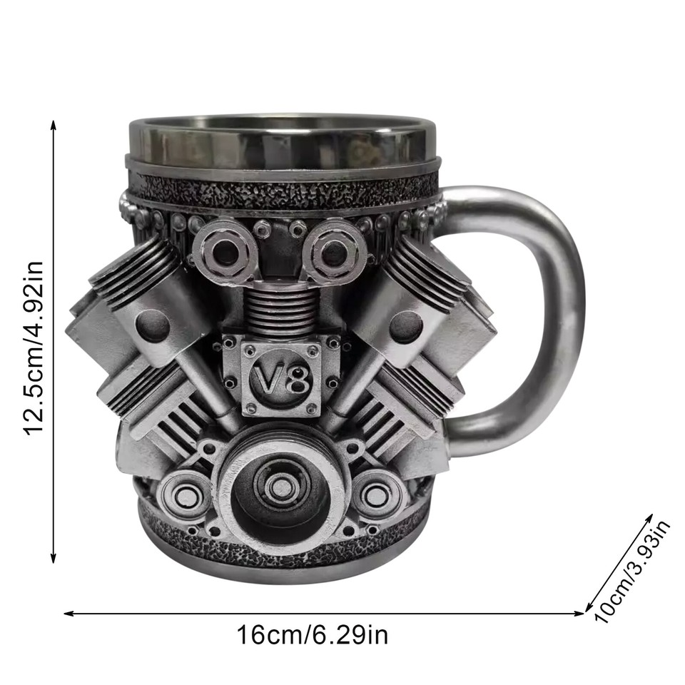 V8 Engines Stainless Steel Cup - Personalized V Stainless Steel Coffee ...