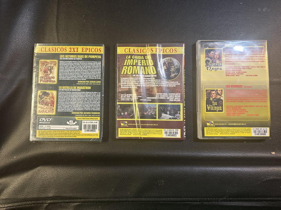Mexican DVD (Region 4) - Lot of 3 - Clasicos Epicos , Tony Curtis ...