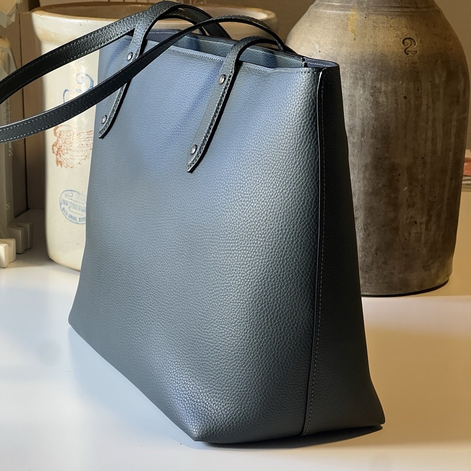 Coach Tote Deep Forest Teal Pebbled Leather Top Zip Tote Bag L1922 ...