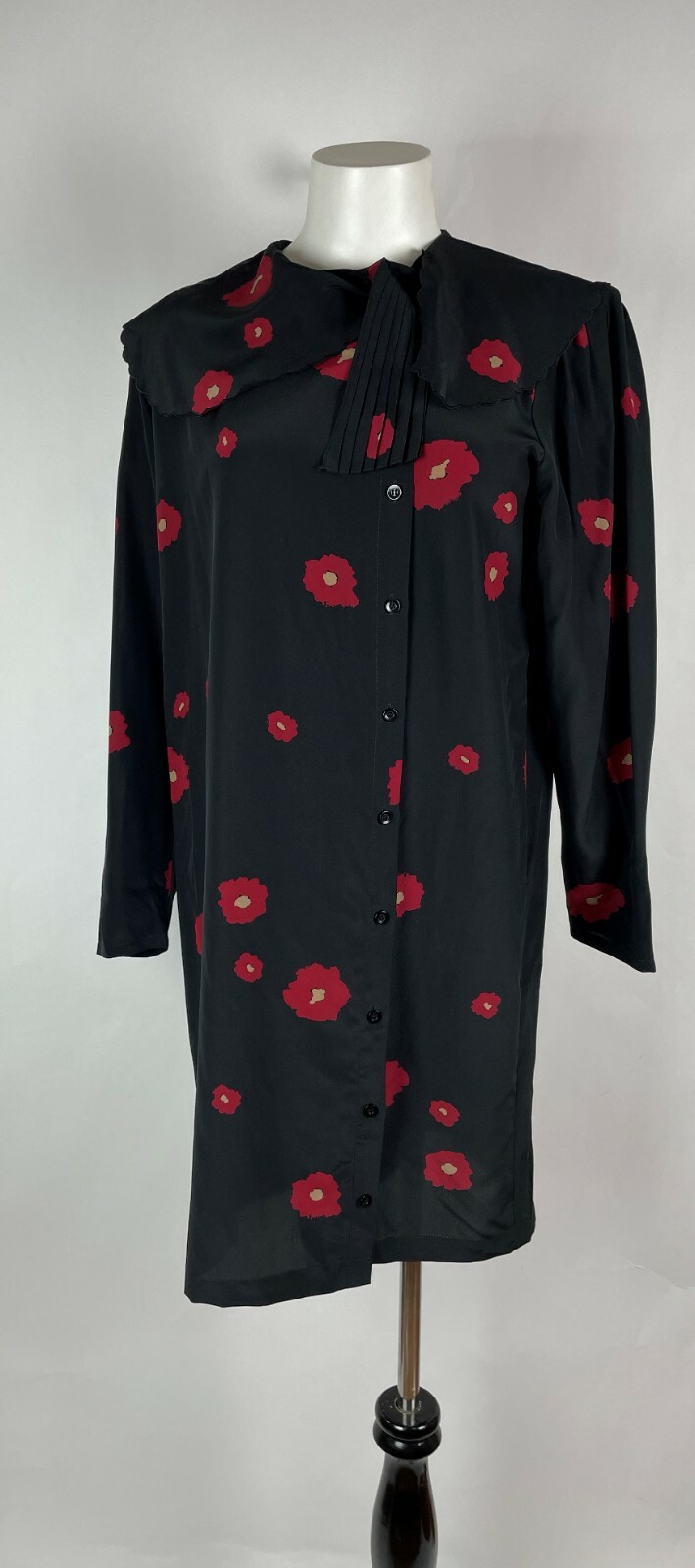 1980's Vintage Cee Gee by SUE WONG - Black + Red flor… - Gem