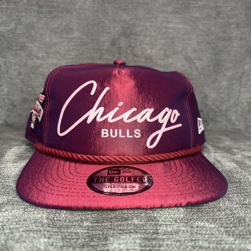 Chicago Bulls NBA Script Satin New Era The Golfer Snapback Rope Hat Cap ...