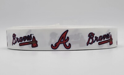 Atlanta Braves Logo, White Grosgrain Ribbon 7/8" By the yard NEW | eBay
