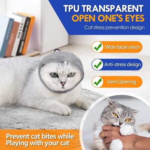 1*Cat Muzzle Anti-Bite Breathable Kitten Face Protection Adjustable ...