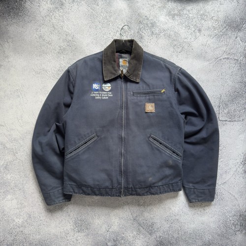 Vintage Carhartt Detroit Jacket J01 NVY Faded Blue Size M Made in USA ...