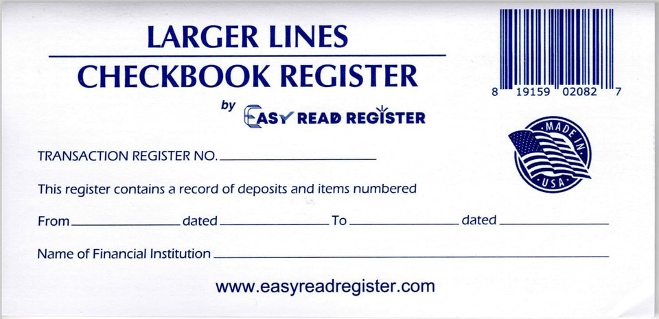 10 Larger Lines Checkbook Registers 2024-2025-2026 Calendars Check Book ...