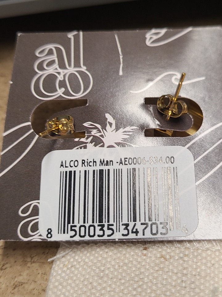 Alco Gold Tone Rich Man Earrings | eBay