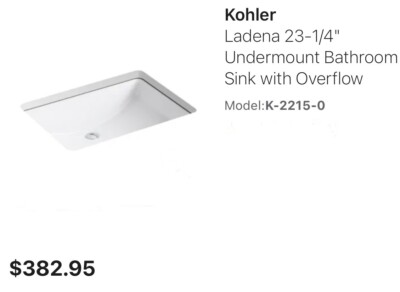 Kohler K-2215-0 Ladena Under-Mount Bathroom Sink - White | eBay