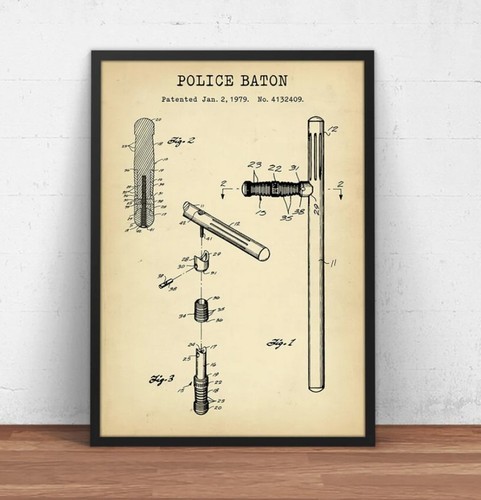Police Baton Patent Print, Office Decor, Cop's Club Poster | eBay