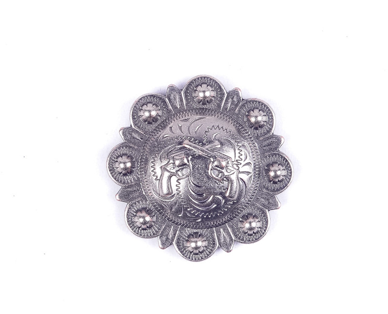 LOT OF 6 CONCHOS ANTIQUE SILVER PICO BERRY WESTERN RODEO LEATHER CRAFT ...