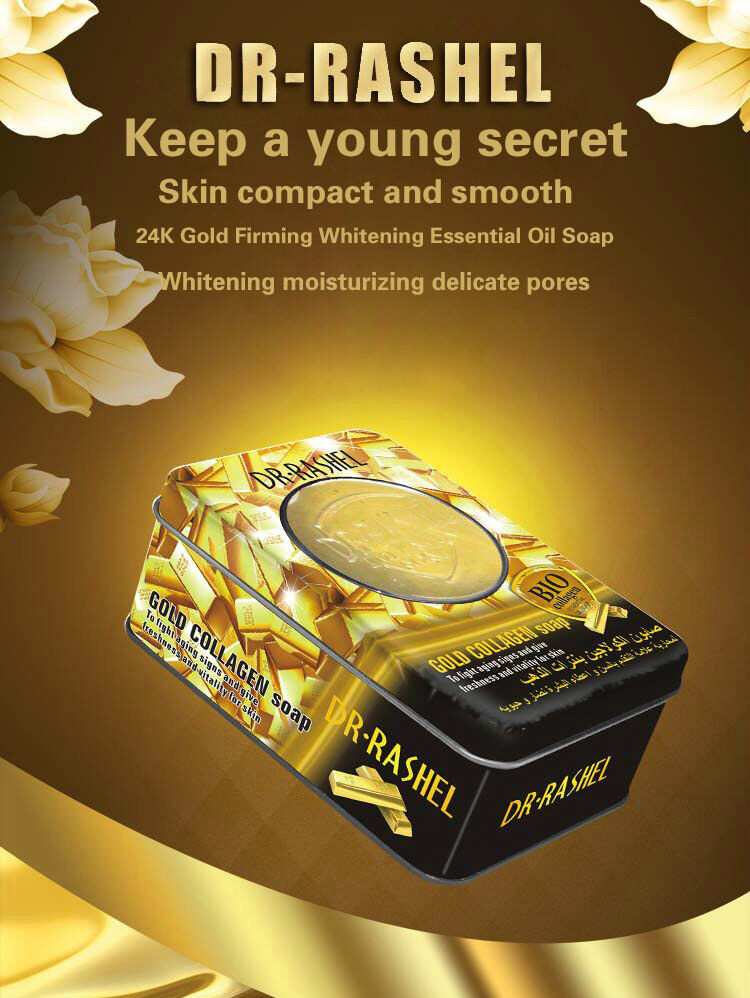 DR RASHEL 24K Gold Bio Collagen Soap Youthful Whitening Essential Oil ...
