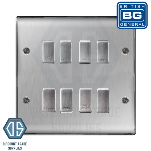 BG Brushed Steel Custom Grid Switch Panel Labelled Kitchen Appliance 8 ...