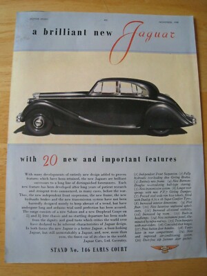 JAGUAR COVENTRY 20 IMPORTANT FEATURES CAR 1948 POSTER ADVERT A4 SIZE ...