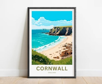 Cornwall Travel Print - Cornwall poster, England Wall Art | eBay