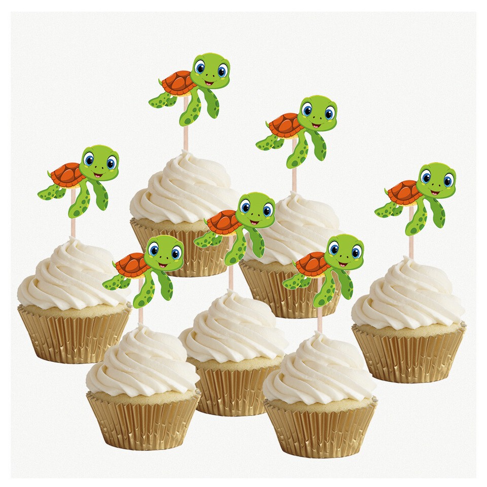 Turtle Tortoise Birthday Cupcake & Party Food Toppers Decorations Picks ...