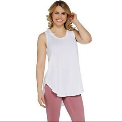 NWT AnyBody M Cozy Knit Side Split Tank Top White 114009 | eBay
