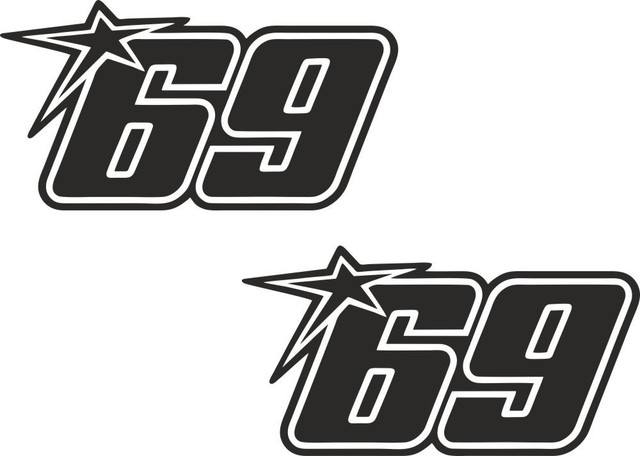 2 X Number 69 Nicky Moto Haden GP Decal Sticker Superbike for sale ...