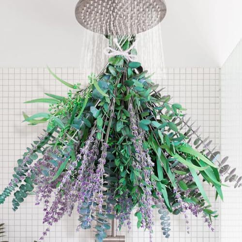 65 Pcs Mix Dried Eucalyptus and Lavender Flowers Bundles for Shower, 17 ...