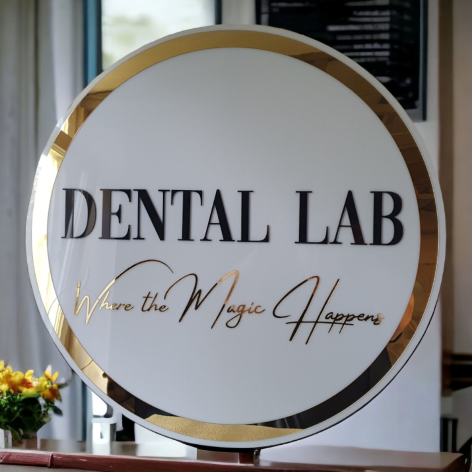 23.6" circle, Gold Letter Logo Sign, Round Business Logo Sign, 3D Door ...