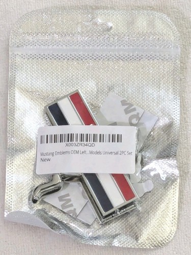 TWO (2) NOS FORD MUSTANG MACH 1 (?) * EMBLEM * RED WHITE BLUE * With ...