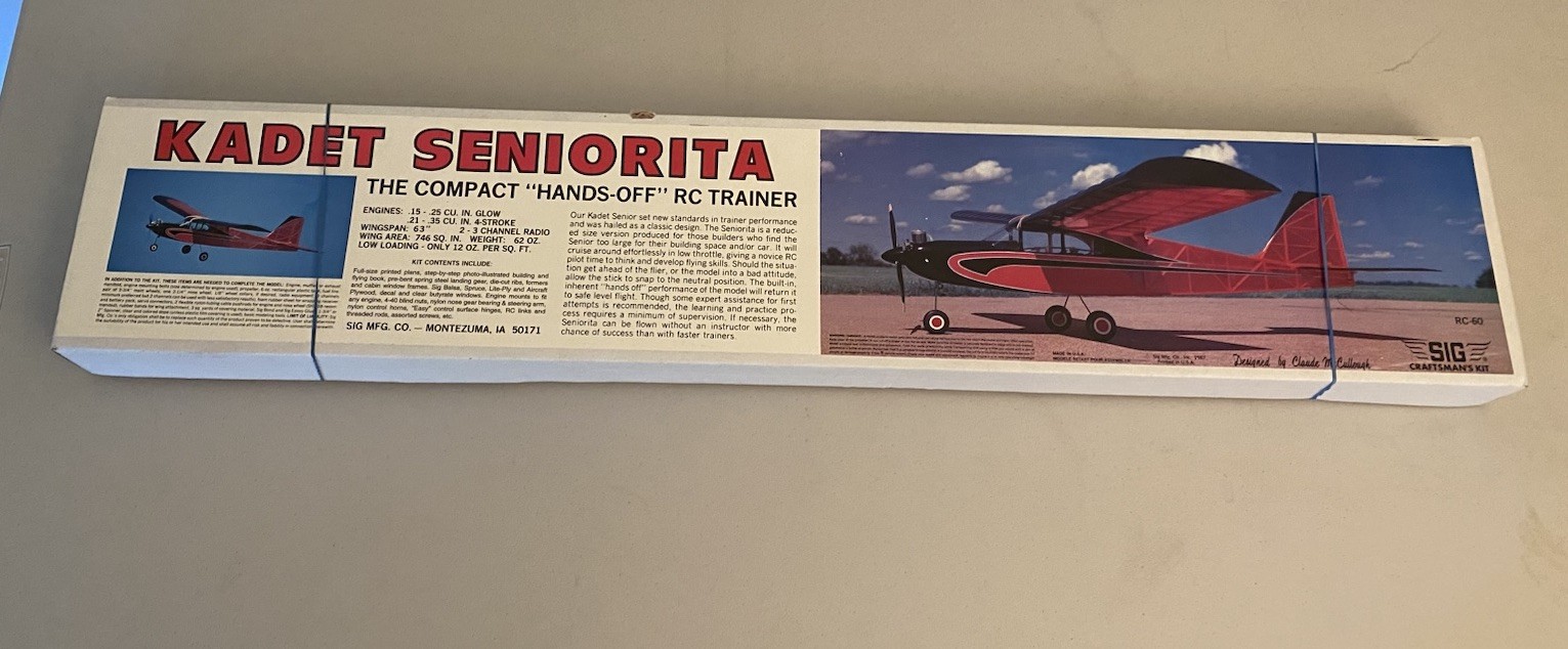 1987 Vintage SIG KADET SENIORITA Hands-Off RC Trainer Model Airplane ...
