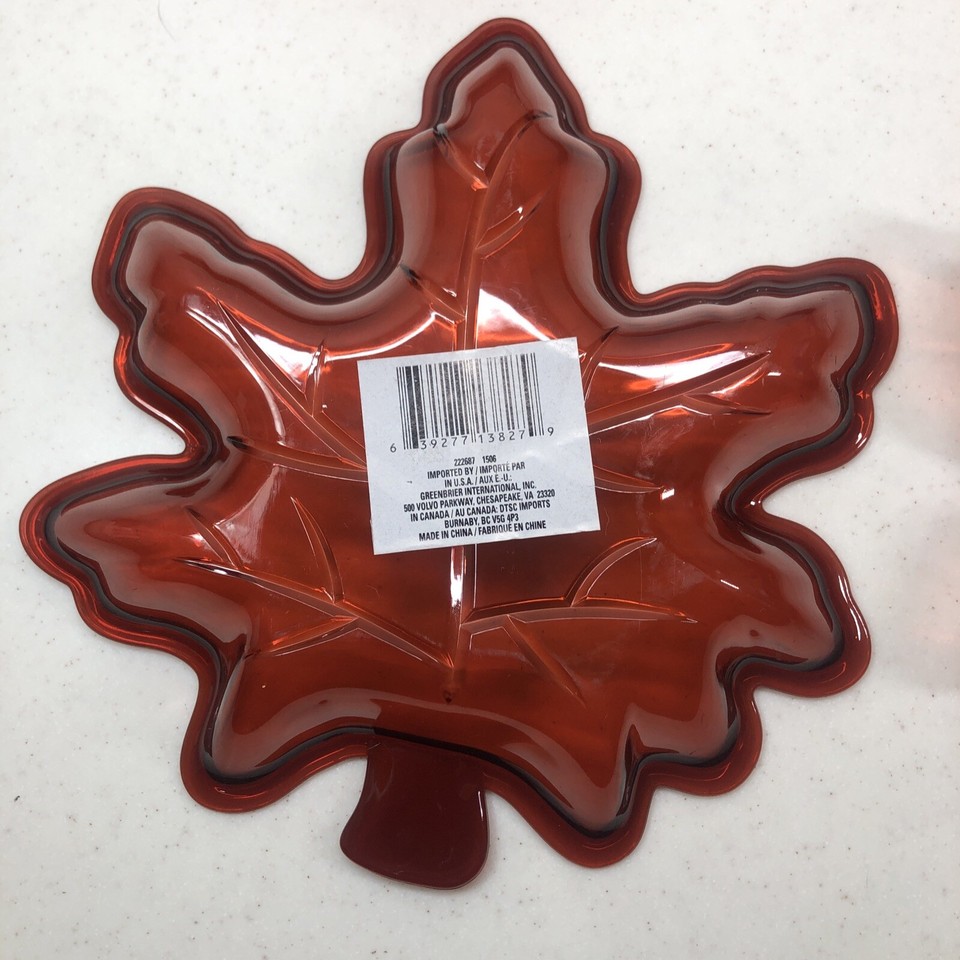 (2) Red Thanksgiving Plastic Maple Autumn Fall Leaf Candy Bowl Dish ...