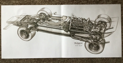 DETAILED CUTAWAY OF BRM P57 F.1. CAR THAT GRAHAM HILL WAS CHAMPION in ...
