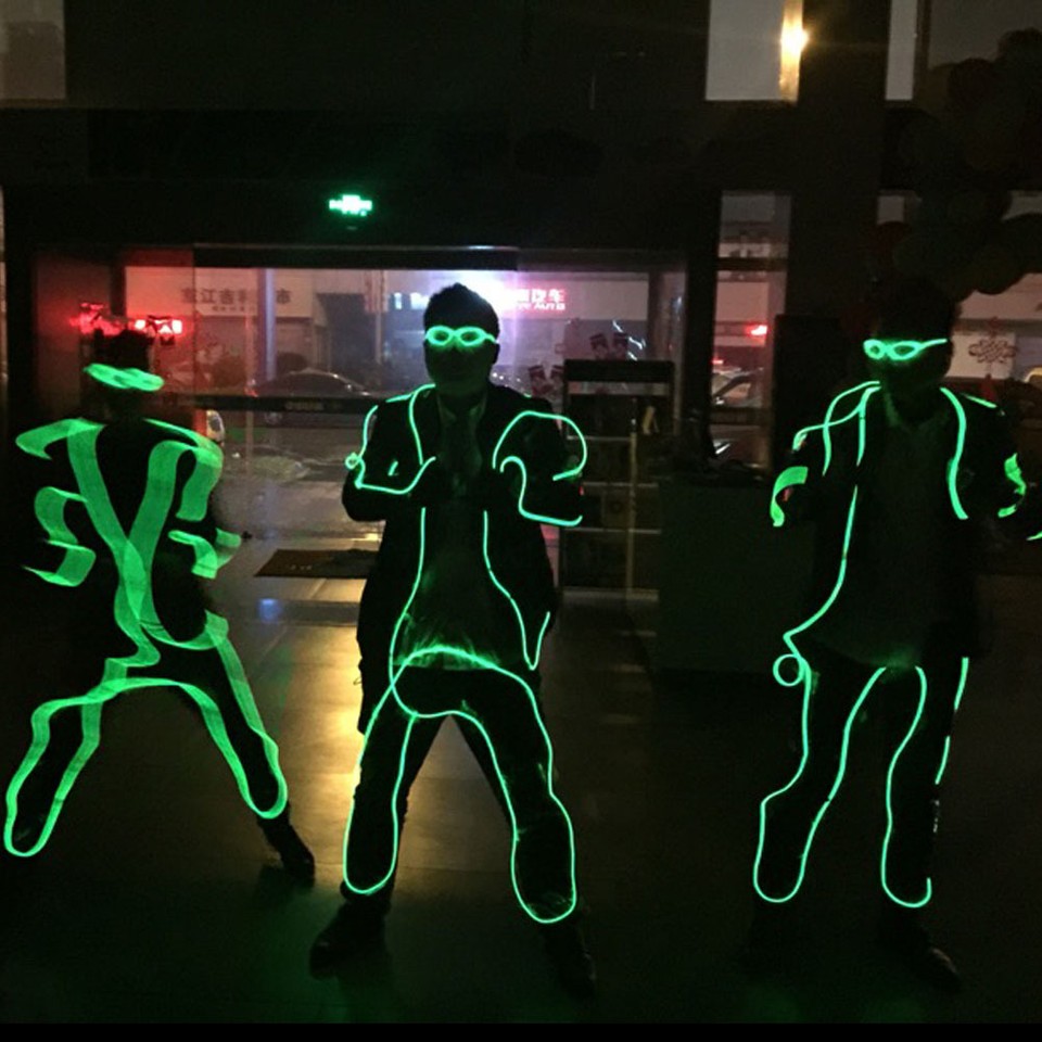 LED Neon EL Wire Tube Costumes Luminous Clothes Dancing DJ Nightclub ...
