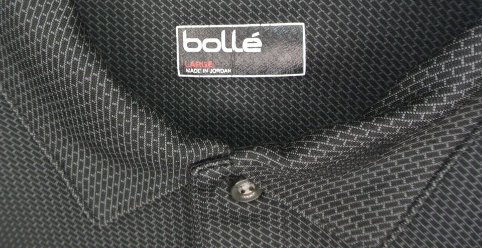 Bolle Men's Golf Polo Shirt Black w/ Gray Brick Pattern Size L Short ...
