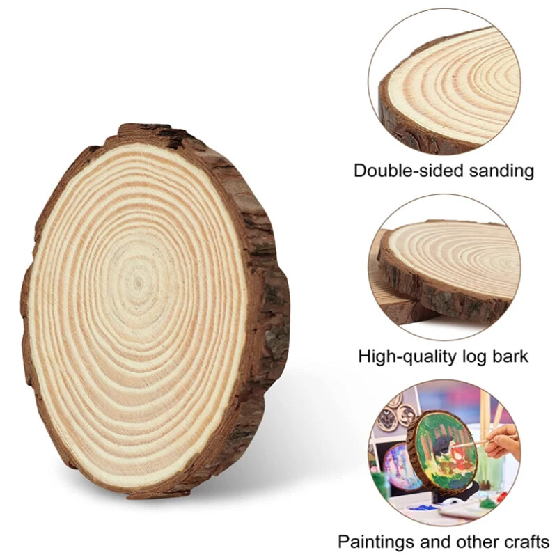 Natural Pine Round Wood Slices with Bark DIY Crafts Perfect for ...