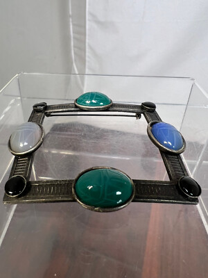 Vintage Costume Jewelry KATE HINES Brutalist Stone Modernist Brooch Pin ...