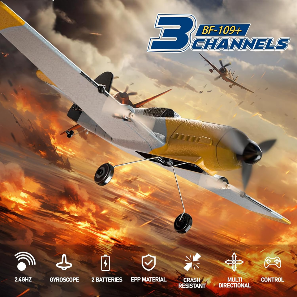 RC Plane, 3 Channel Remote Control Airplane, 6-Axis Gyro Stabilizer BF ...
