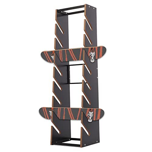 Floor Skateboard Rack 8-Layer Wooden Skateboard Storage Floor Display ...