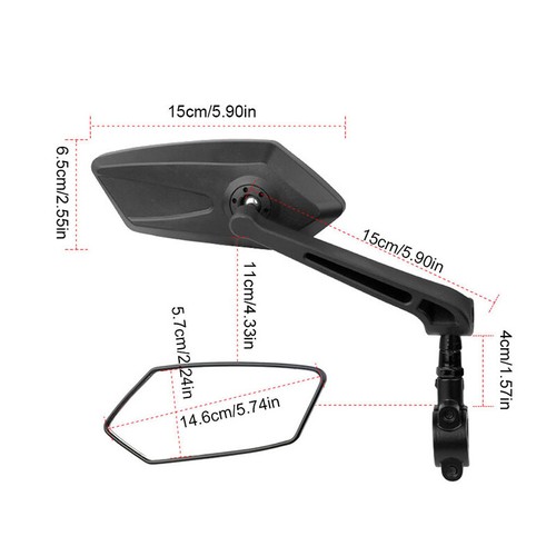 Mountain Bike Rearview Mirrorflat Mirror 360° Adjustable Reflector ...