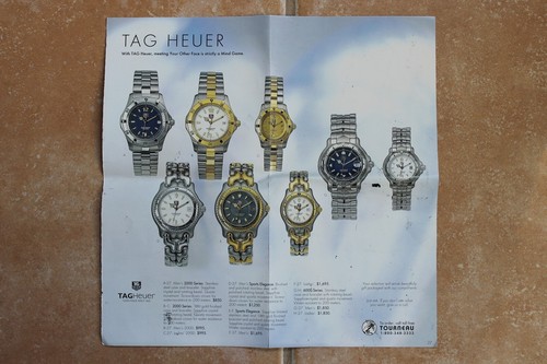 Tag Heuer Advertisement Magazine Tourneau Watch Vintage Ad Page 1980s ...